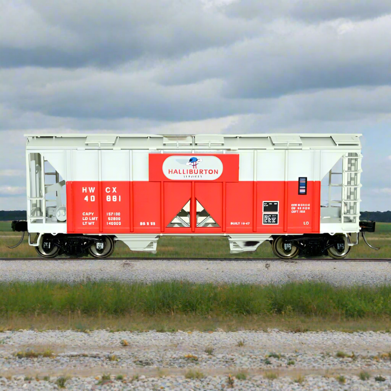 Bowser, HO Scale, 42758, 70-Ton 2-Bay Covered Hopper, Halliburton, #40 ...