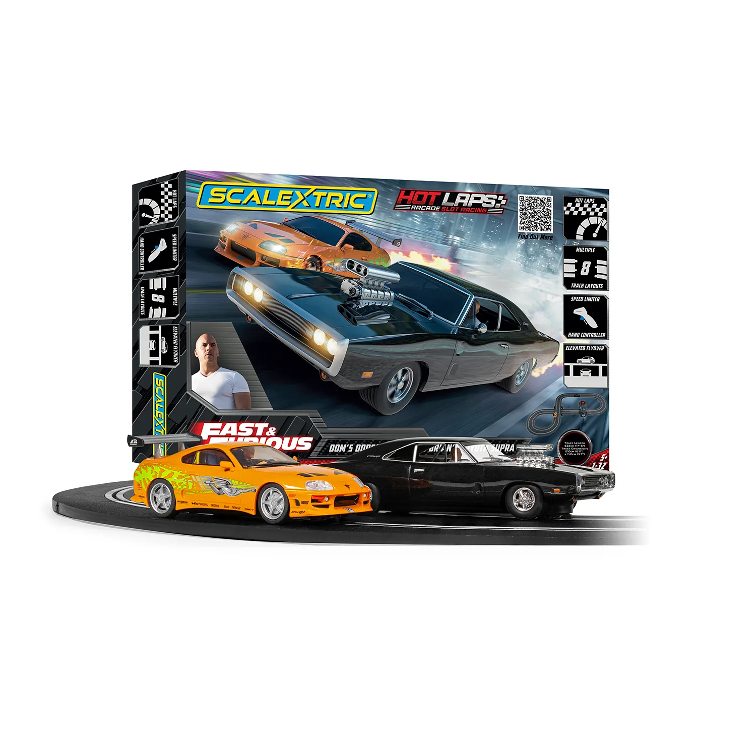 Scalextric, C1458T, Fast and Furious Hot Laps Race Set, 1:32 – RJ's Trains